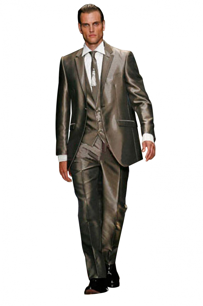 Men's Tailored Cedar Wood Wool 3 Piece Suit
