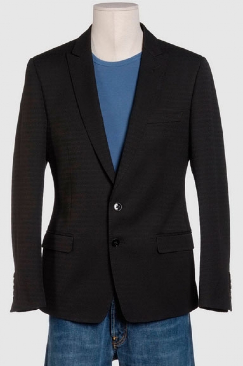 Men's Black Wool Semi Formal Jacket | Bespoke